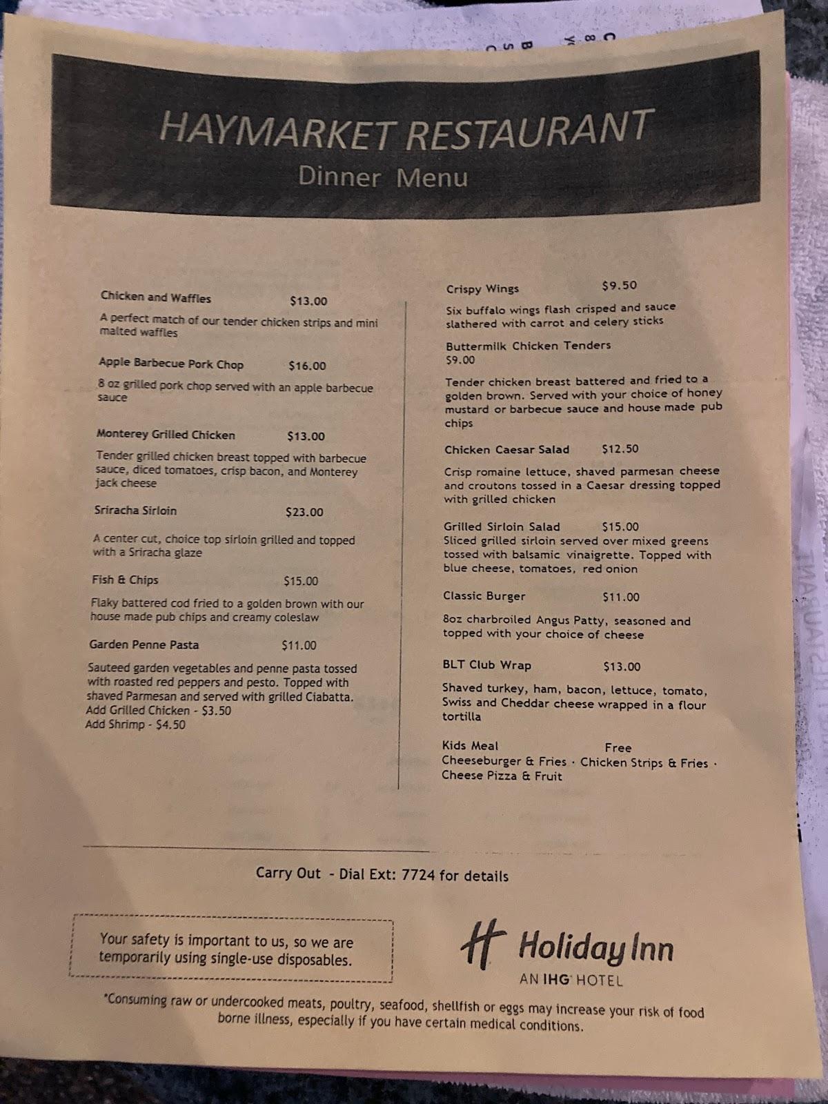Menu at The Hay Market pub & bar, Eureka, Allenton Rd