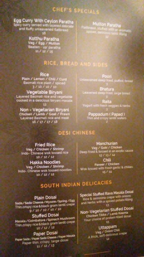 Menu at Amber Spice restaurant, Laurel