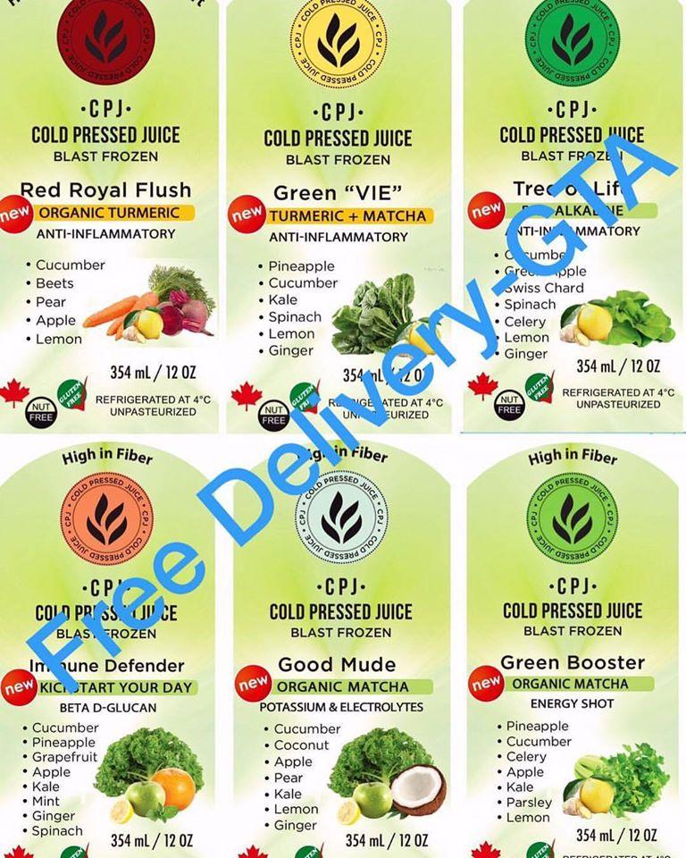 Menu at Cold Pressed Juices, Toronto