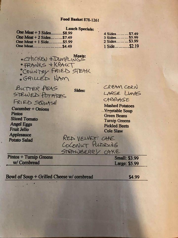 Menu at Food Basket restaurant, Albertville