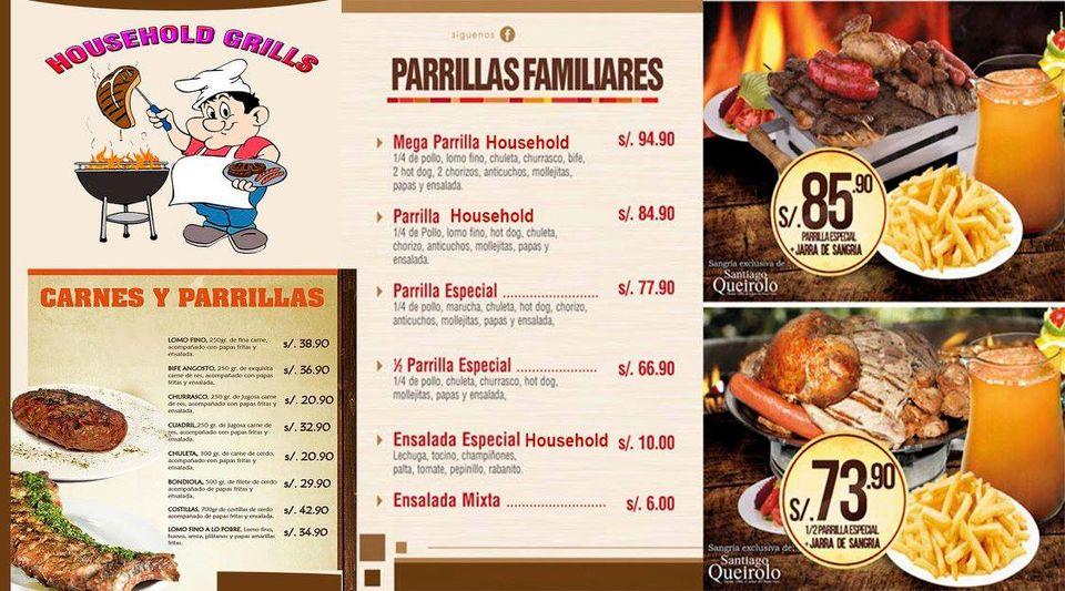 Menu at Parrillas de hogar, Cusco
