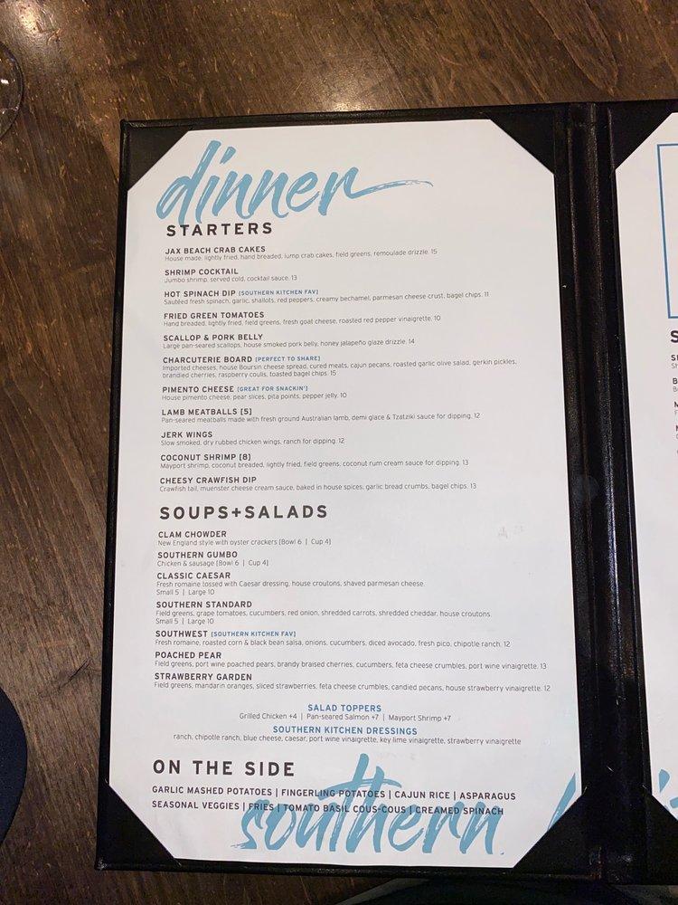 Menu at Southern Kitchen & Bar, Jacksonville Beach