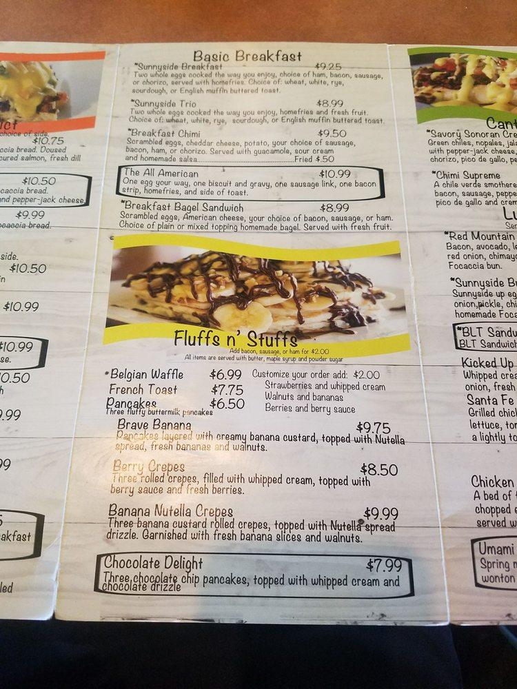 Menu at Sunnyside Breakfast Lounge pub & bar, Mesa