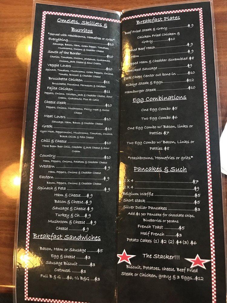 Menu at The Daybreak diner restaurant, Orlando
