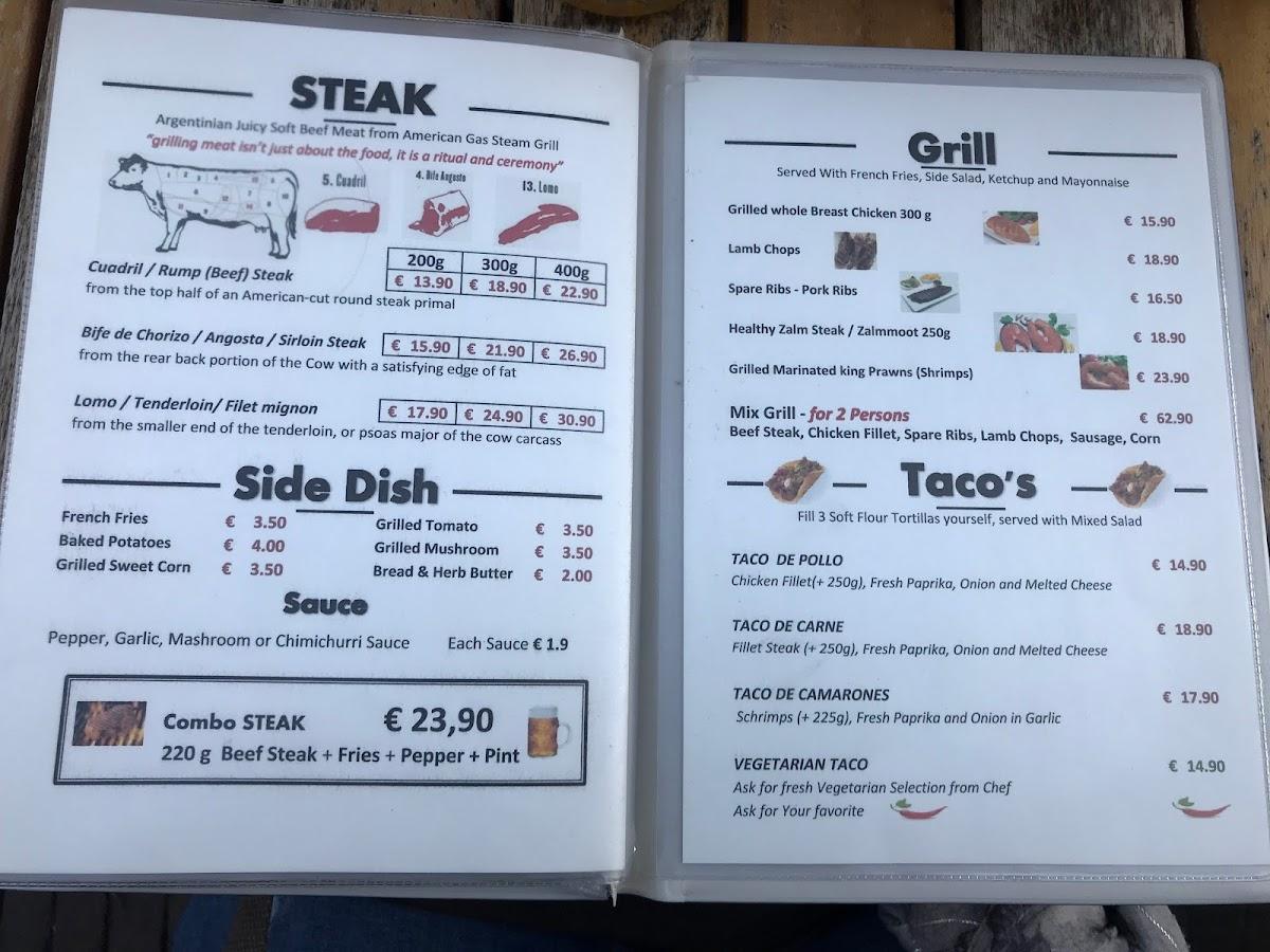 Menu at Cuddle Pub, Amsterdam