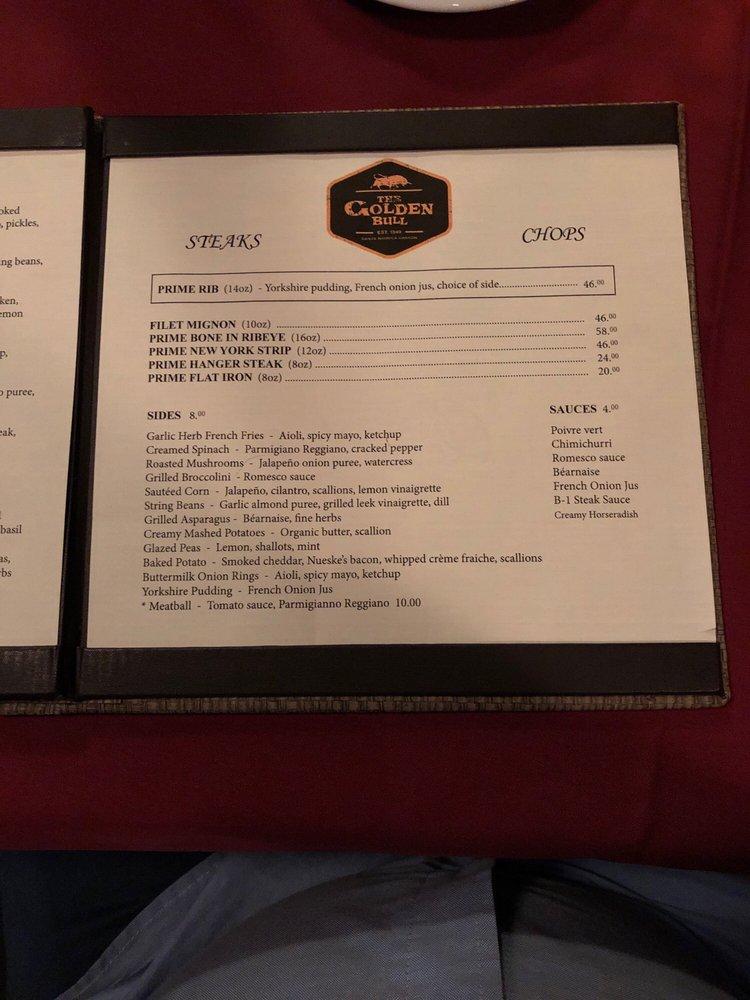 Menu at Golden Bull Restaurant, Santa Monica