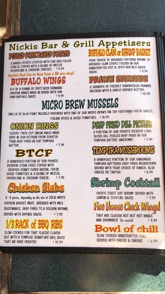 Menu at Nicki's Bella Marina restaurant, Bellingham