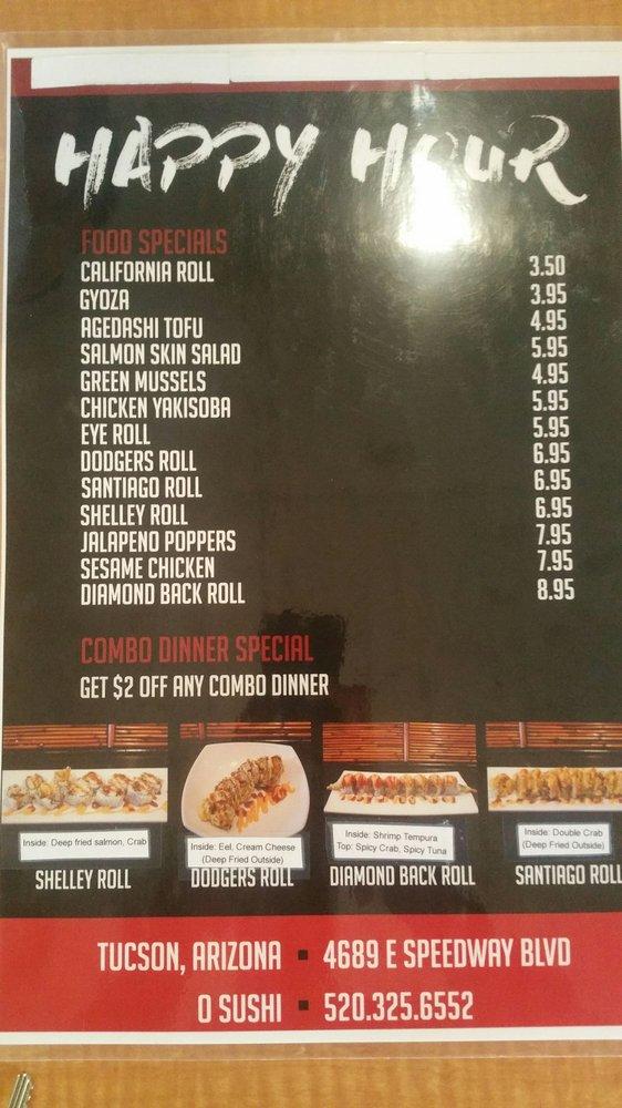 Menu at O Sushi Restaurant, Tucson