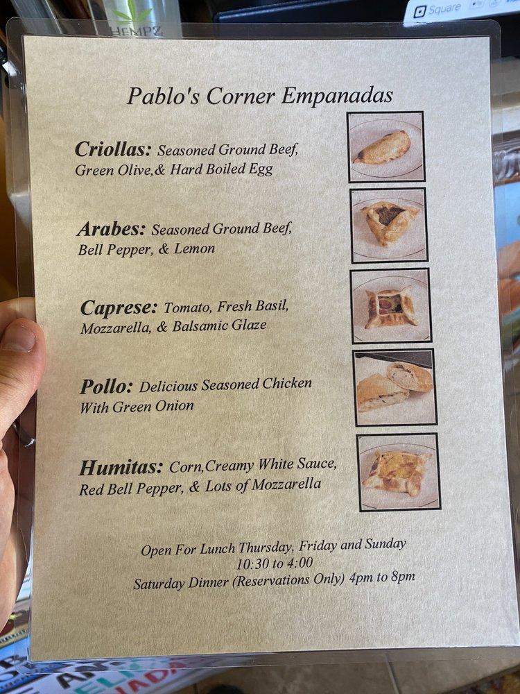 Menu at Pablo’s Corner restaurant, Bandon