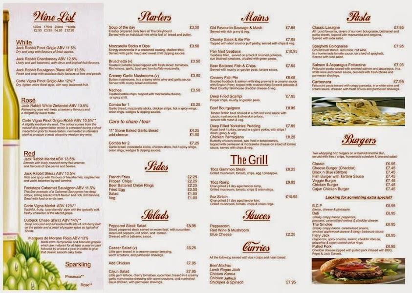 Menu at Greyhound Inn pub & bar, Stoke-on-Trent, 6 Manor Ct St