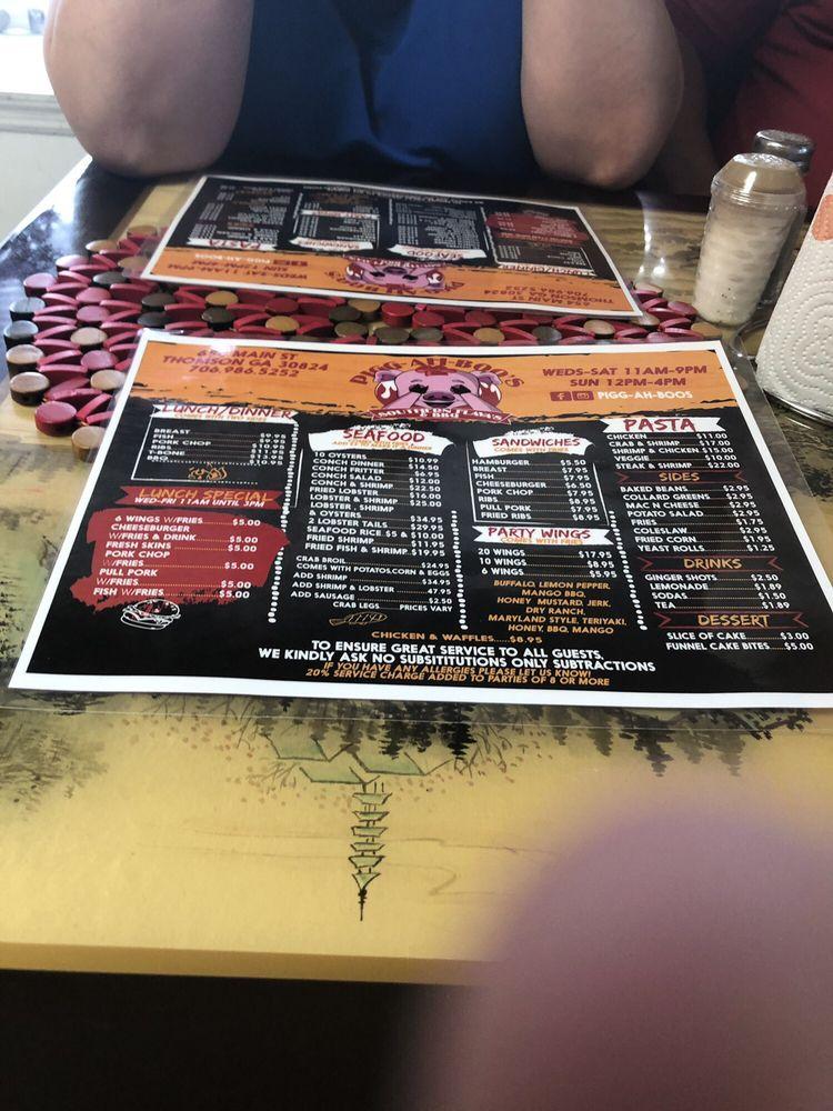 Menu at Pigg-ah-boo's southern flava's and BBQ, Thomson