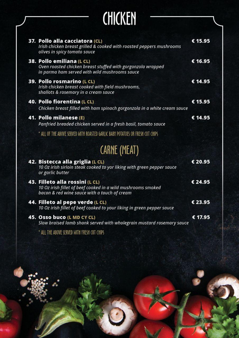 Menu at Primavera Restaurant, Buncrana