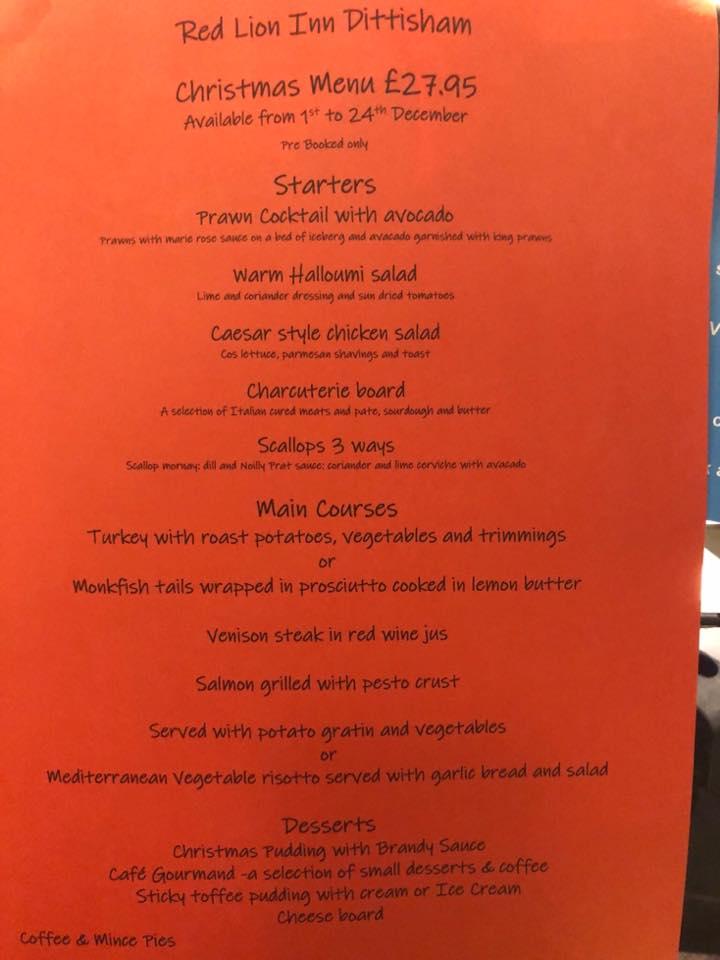 Menu at Red Lion Inn pub & bar, Dittisham, The Level