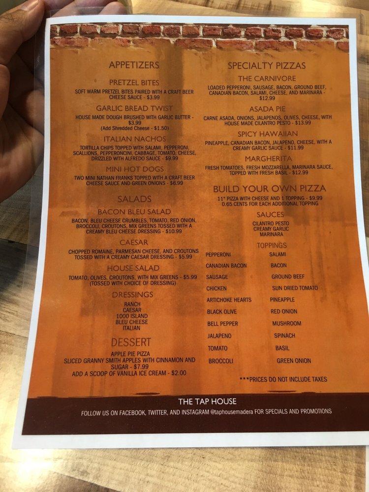 Menu at The Tap House pub & bar, Madera