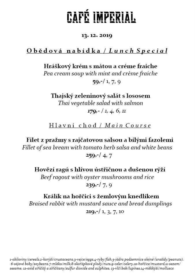 Carta de Café Imperial, Praga, Na Poříčí 1072/15