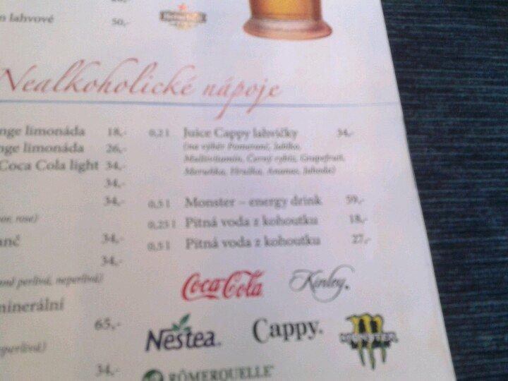 Menu at Caffe Castello restaurant, Nymburk