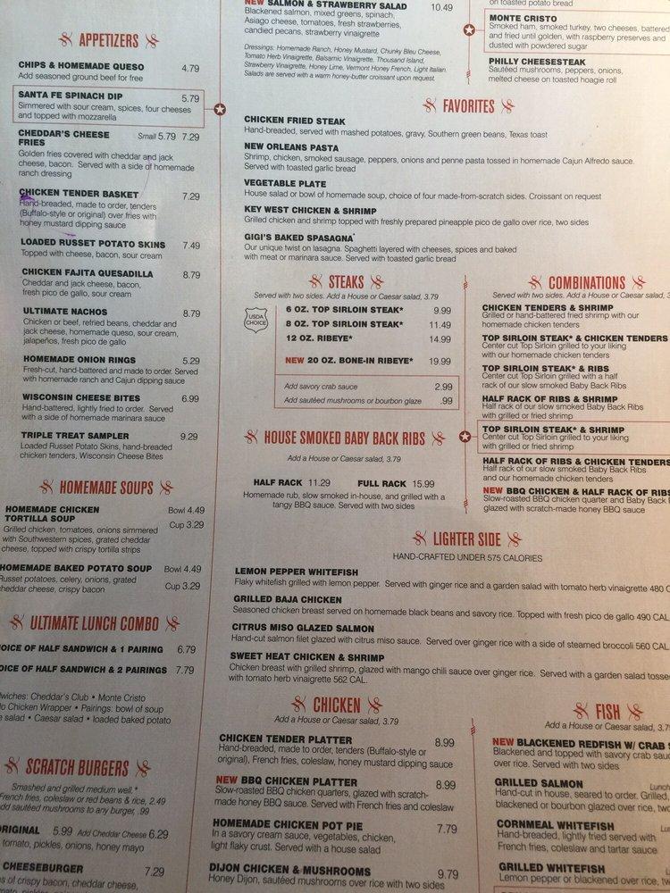 Menu at Cheddar's Scratch Kitchen restaurant, Daytona Beach, W ...