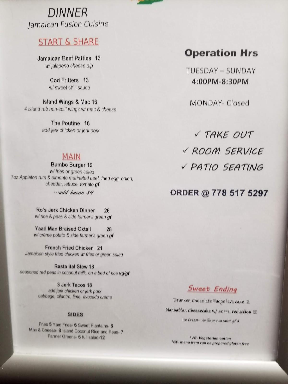 Menu at ELLA'S cafe, Cranbrook