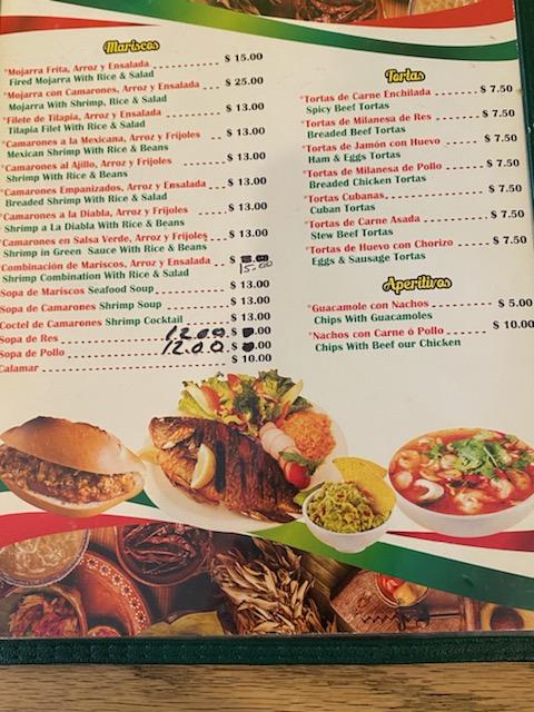 Menu at El Gitano restaurant, Plainfield