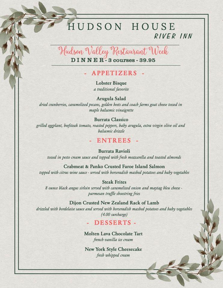 Menu at Hudson House River Inn pub & bar, Cold Spring