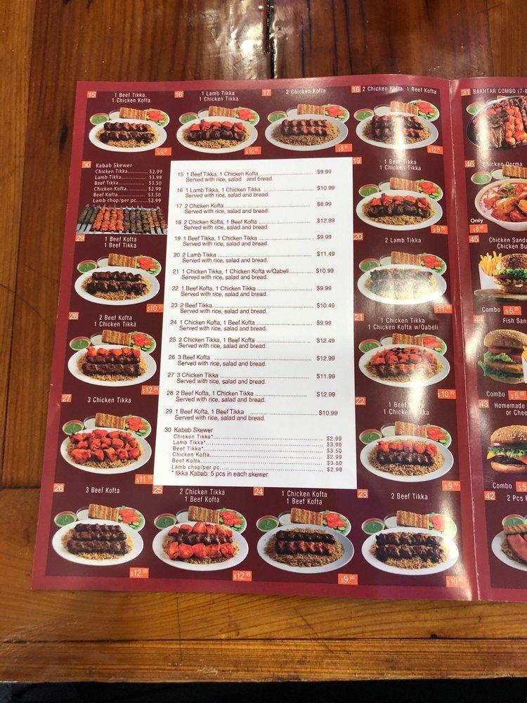 Menu at Main Bakhtar Halal Kabab restaurant, Hicksville