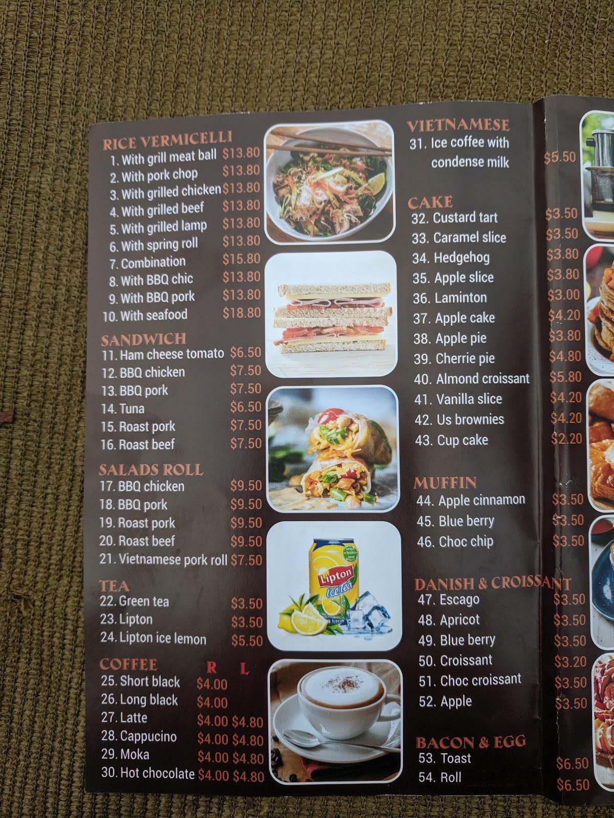 Menu at Mr Le restaurant, Nhill