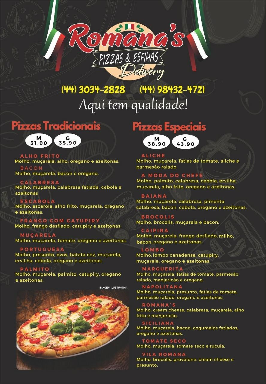 Menu em Romana's Pizzas pizzaria, Maringá