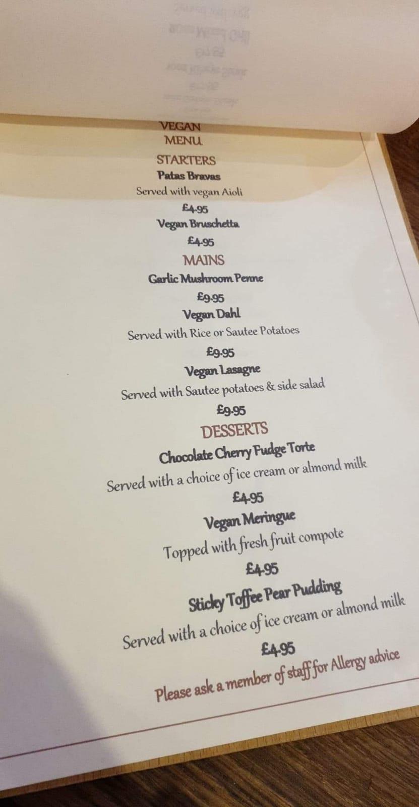 Menu at The Red Kite Inn pub & bar, Ammanford