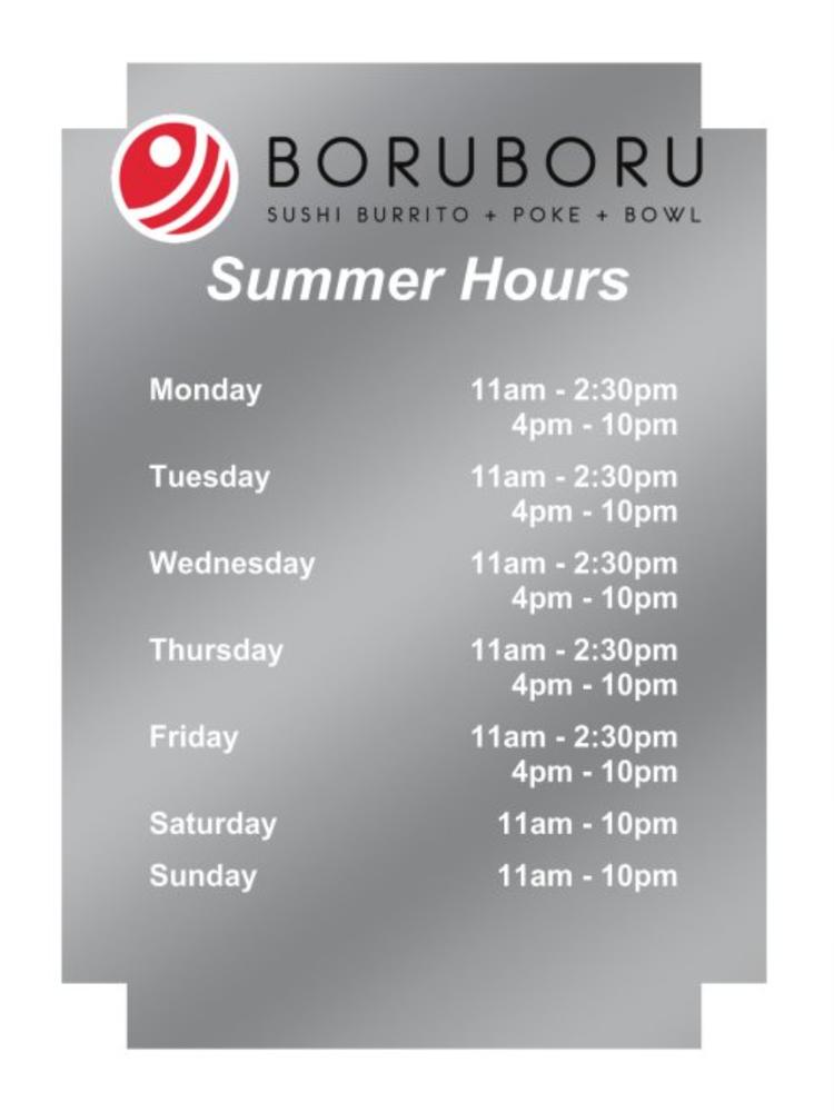 Menu at Boru Boru - Sushi Burrito + Ramen + Bowl restaurant, Tallahassee