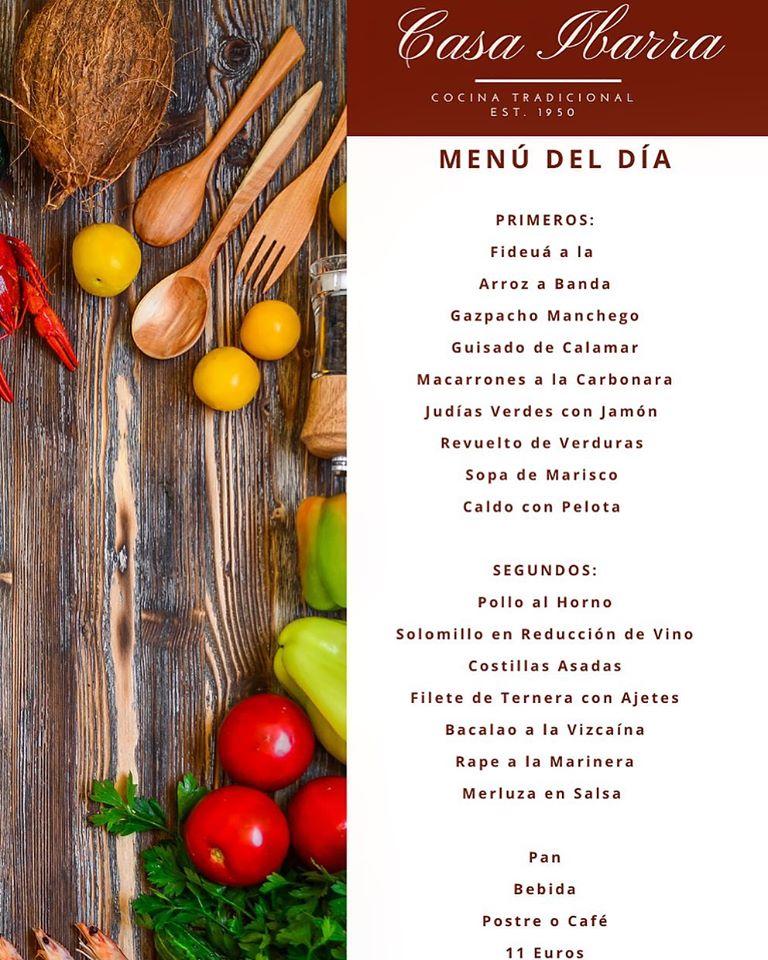 Menu at Restaurante Casa Ibarra, Alicante, C. Mayor