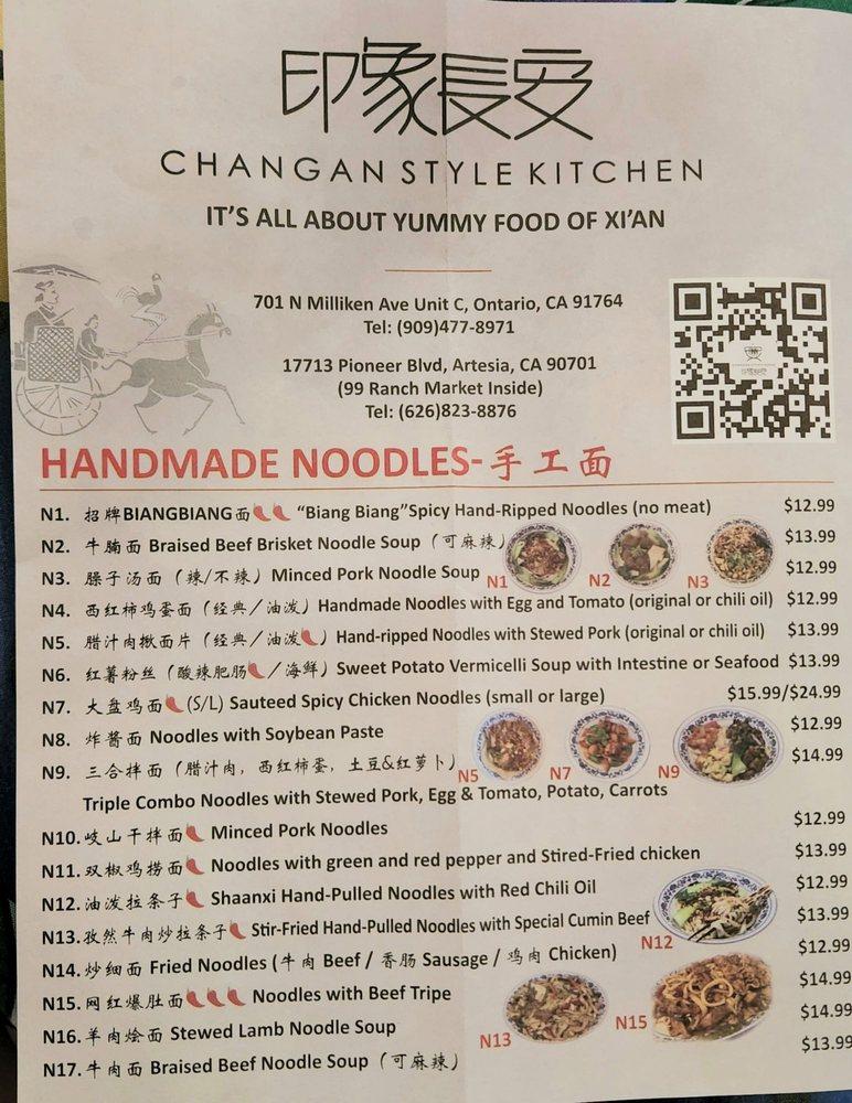 Menu at Changan Kitchen restaurant, Artesia