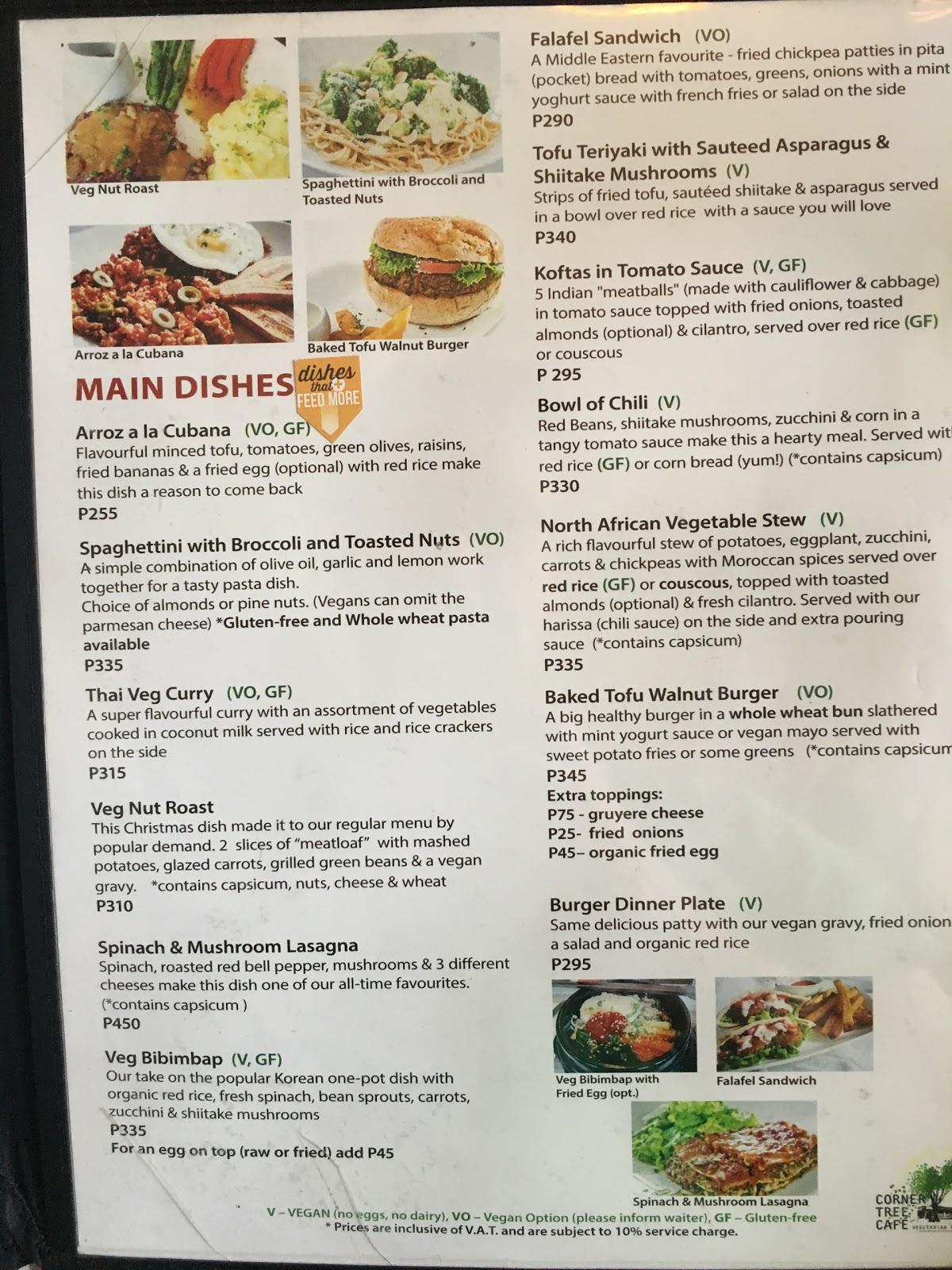 Menu at Corner Tree Cafe, Makati, 150 Jupiter