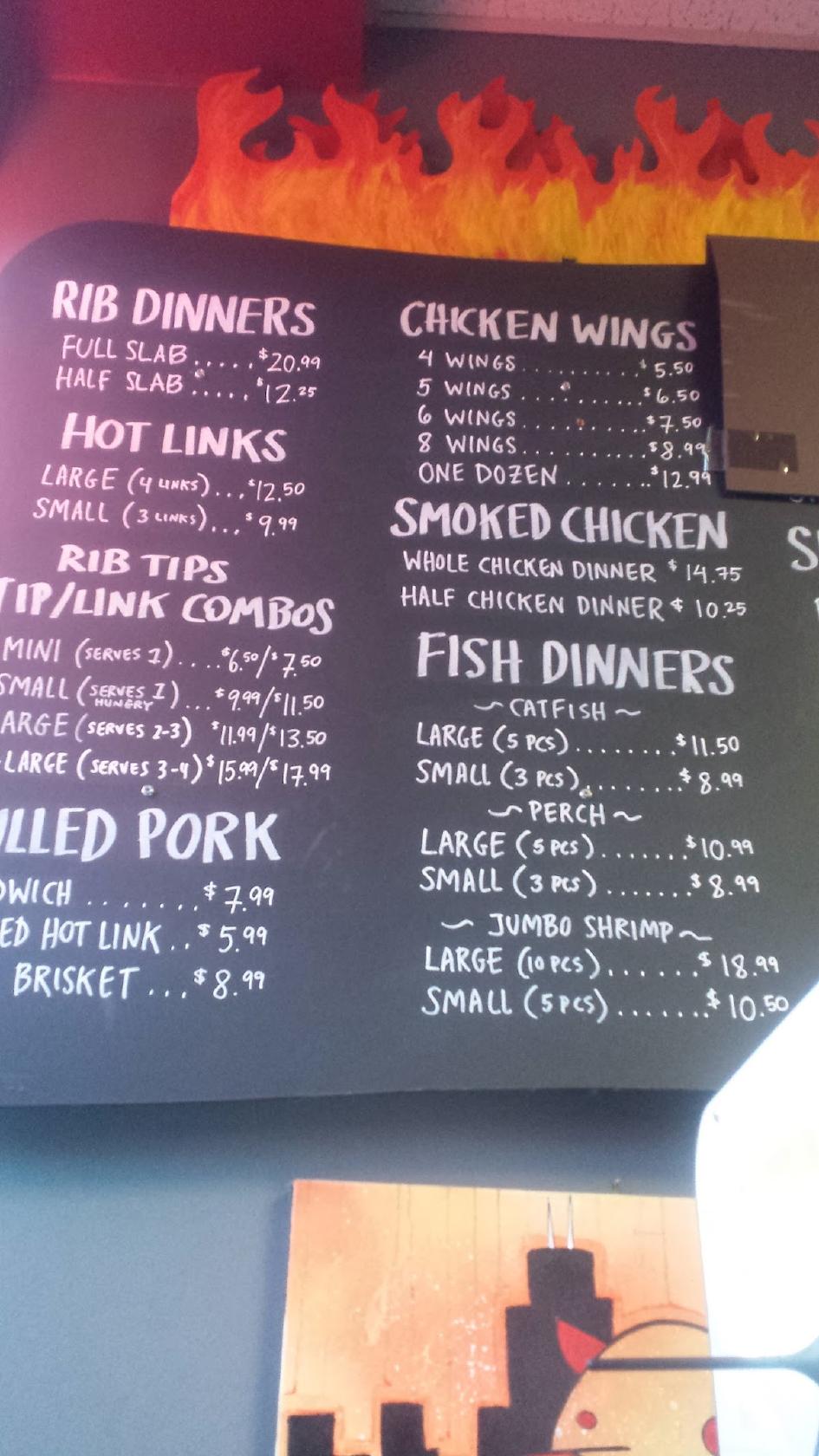 Menu at Honey 1 BBQ, Chicago, 746 E 43rd St