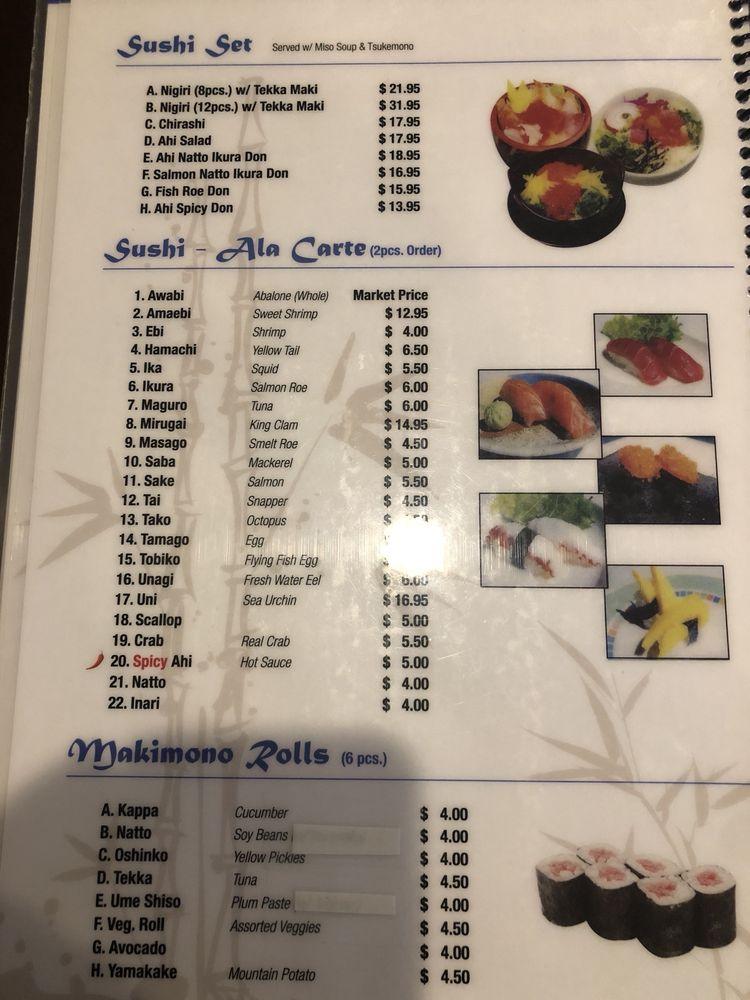 Menu at Kikuya Restaurant, Honolulu, 1315 N King St