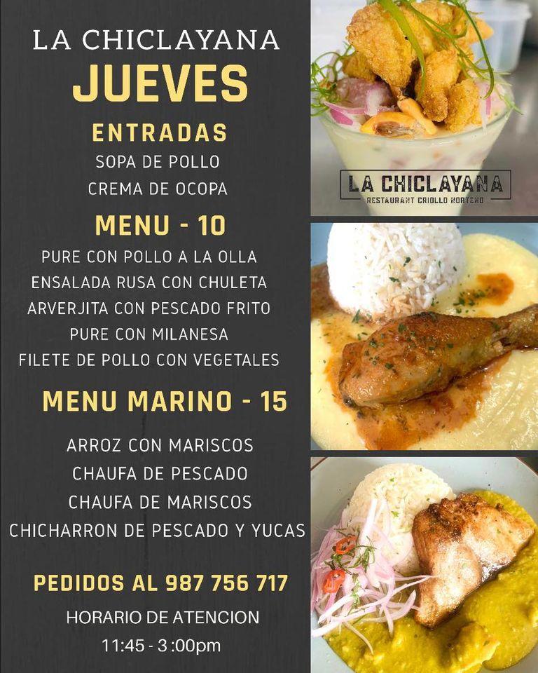 Menu at LA CHICLAYANA restaurant, Chorrillos