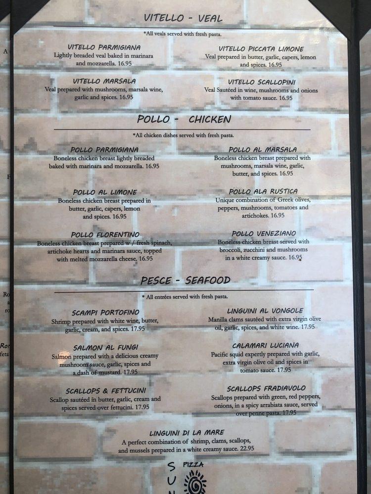 Menu at Sunset Pizza & Pasta pub & bar, Long Beach