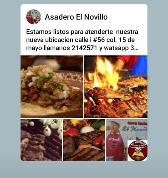Menu at Carnes Asadas El Novillo restaurant, Tepic
