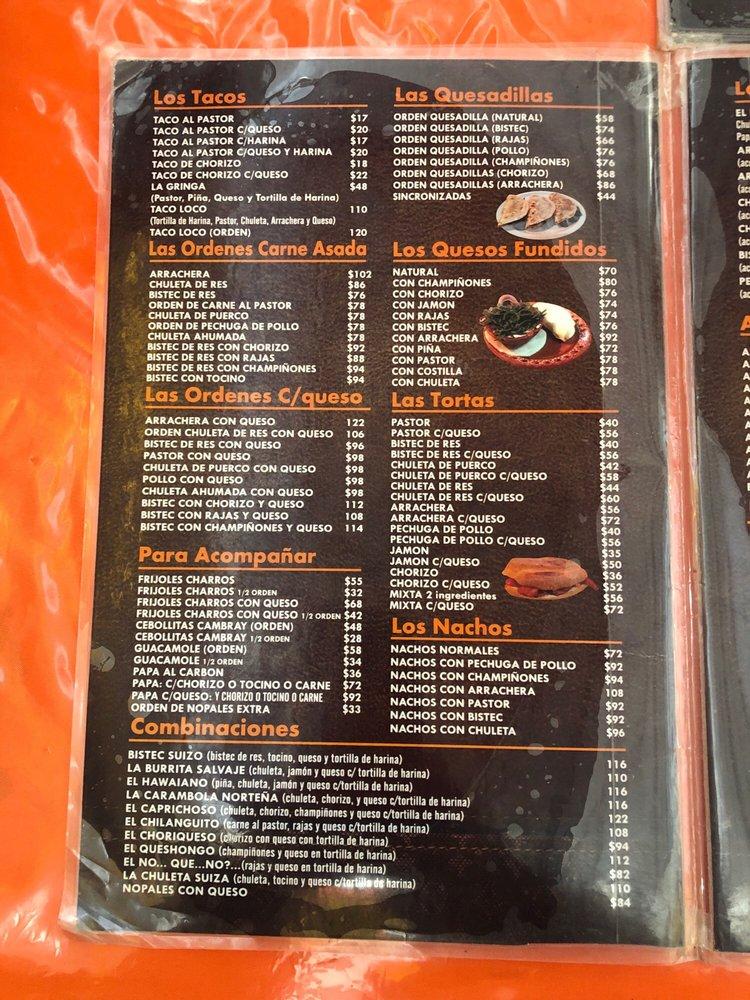 Menu at El Fogón restaurant, Playa del Carmen, Av. Constituyentes