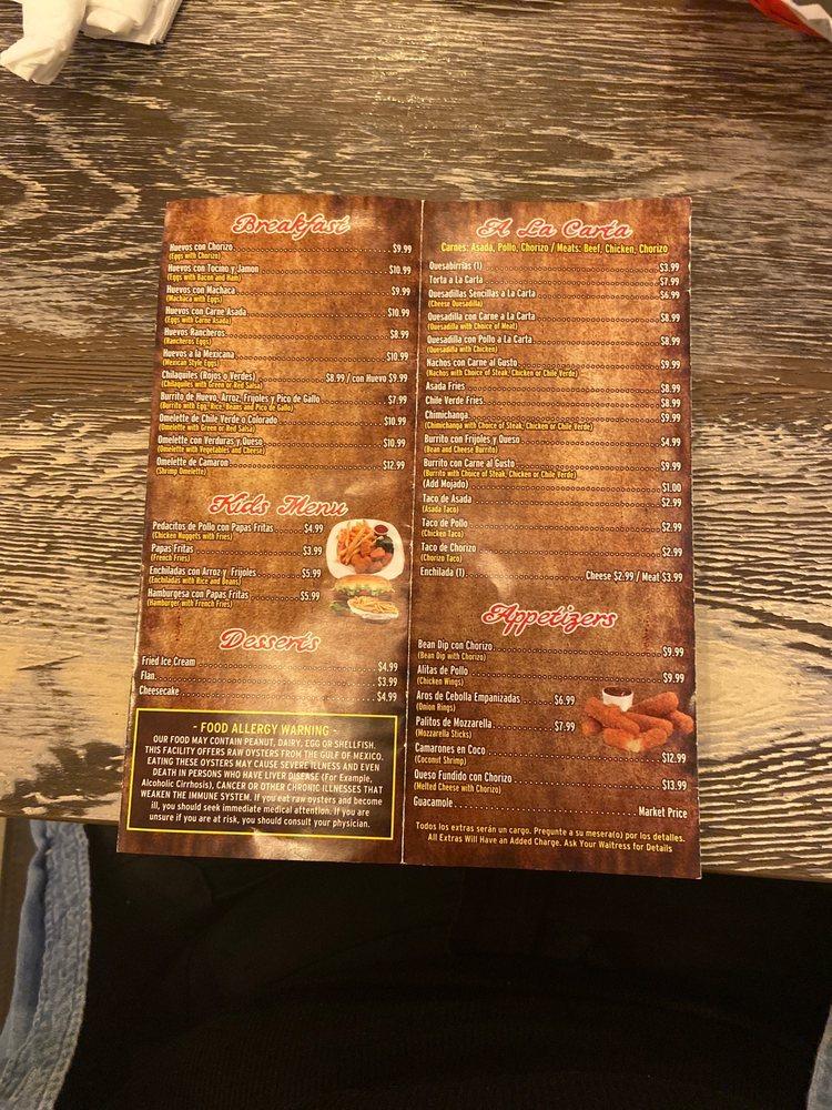 Menu at El Rey Restaurant and Bar, Delano