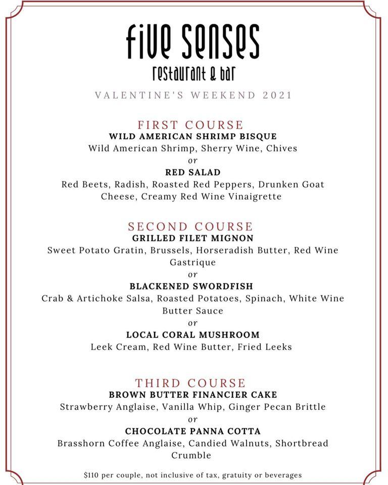 Menu at Five Senses Restaurant, Bar & Catering, Murfreesboro