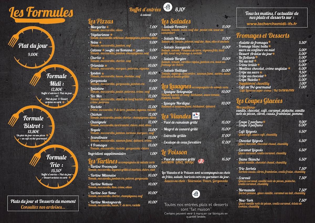 Menu at LE CHERCHE MIDI restaurant, Ifs, Zac Object'Ifs Sud
