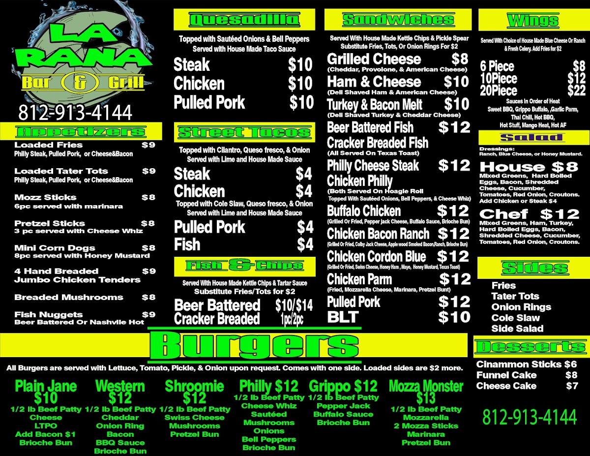Menu at La Rana Bar & Grill, New Albany