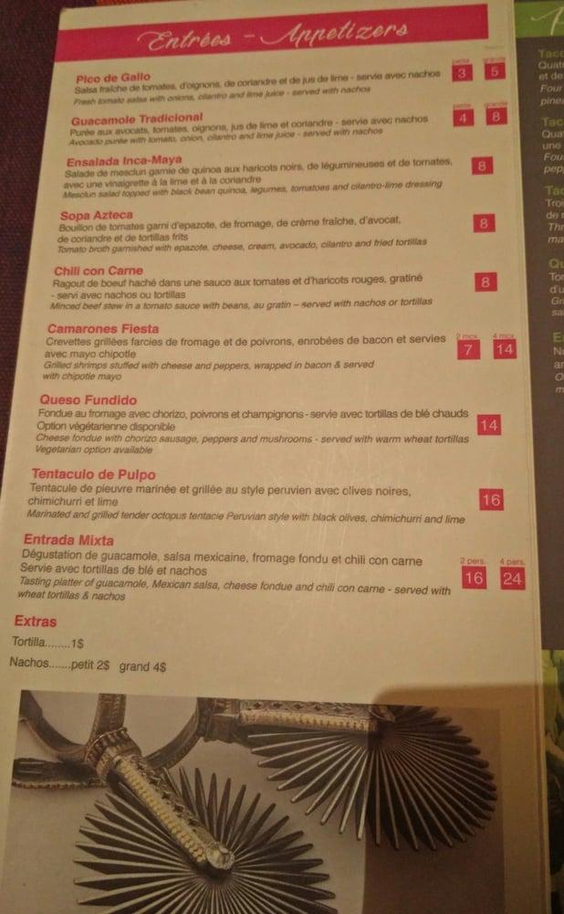 Menu at Restaurant Méxicain El Cactus, Châteauguay