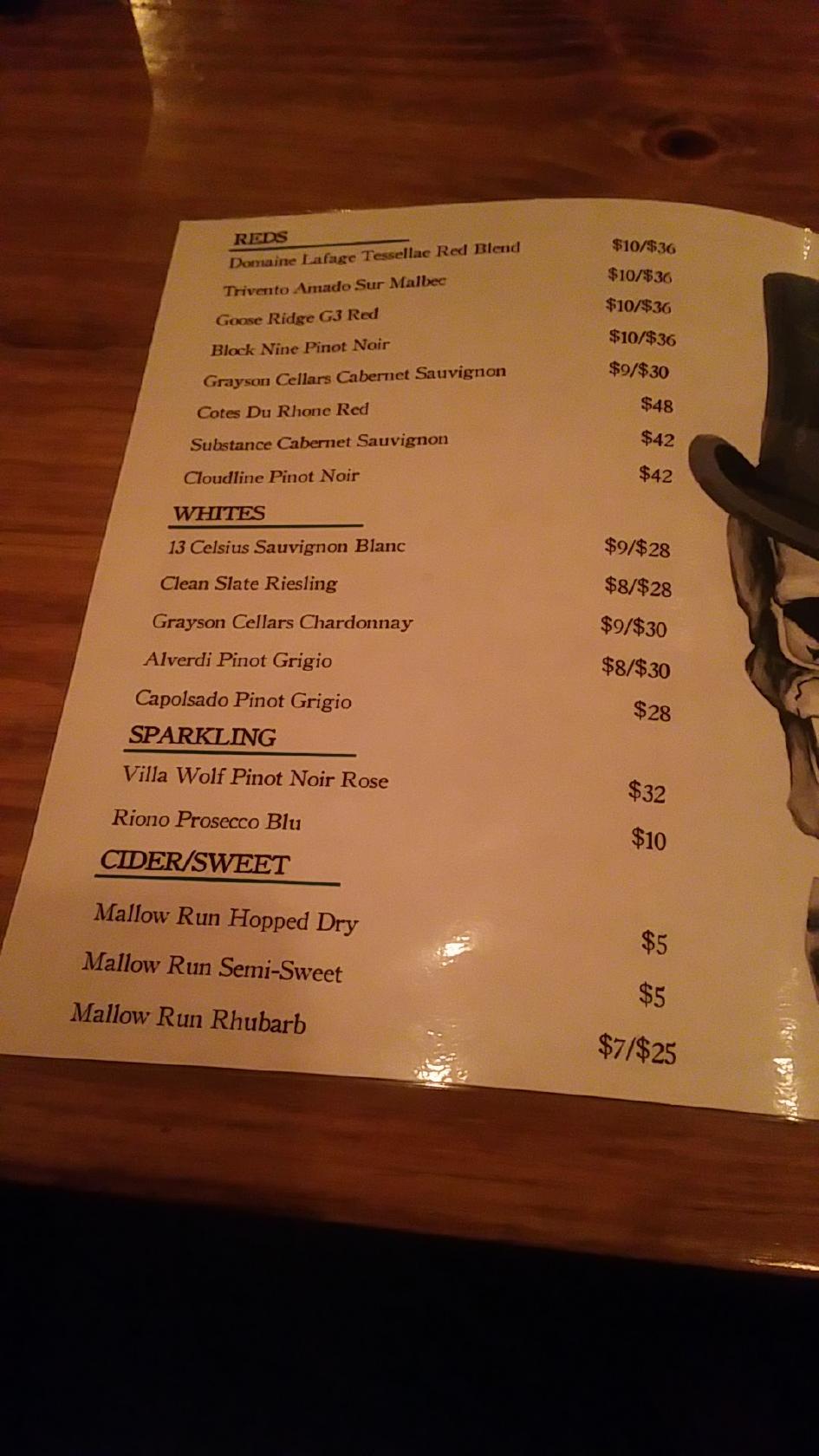 Menu at Taxman Fortville restaurant, Fortville