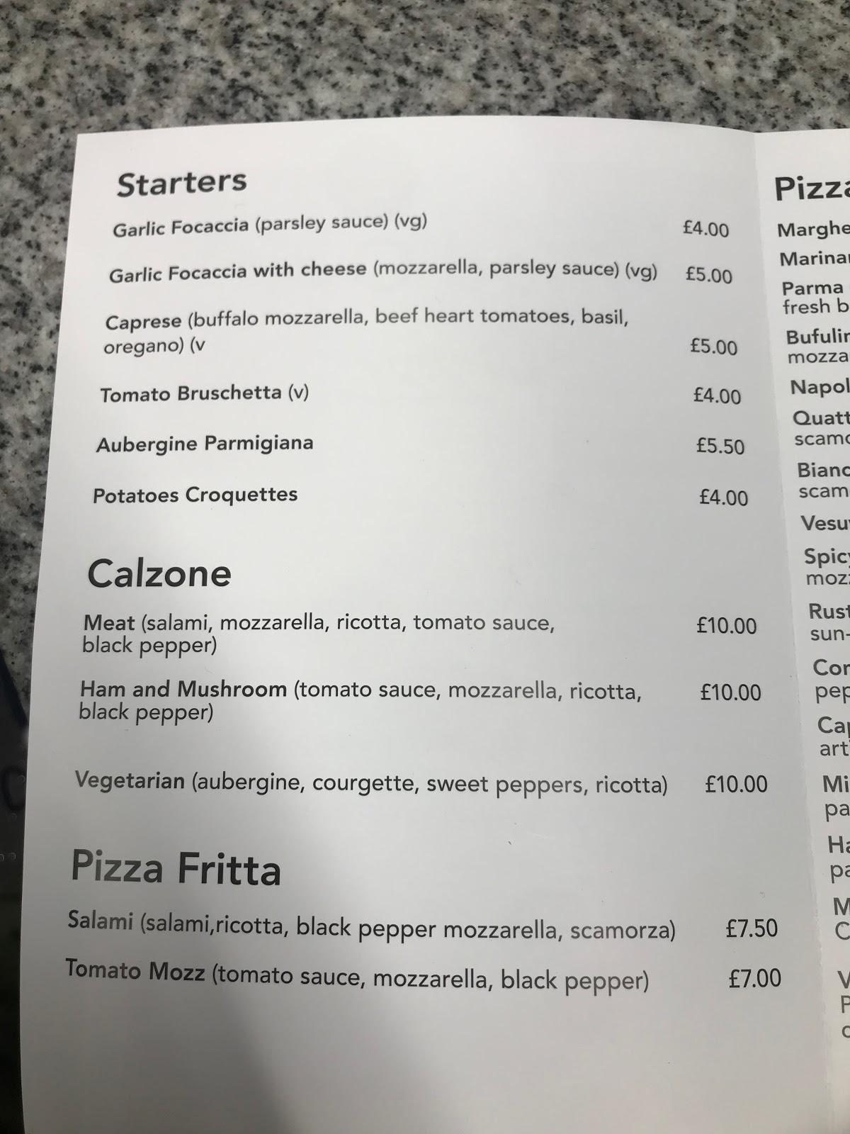 Menu at Wood Oven Pizza Neapolitan pizza pizzeria, Cheadle