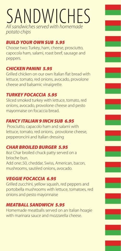 Menu at Al Fresco Express restaurant, Kearney
