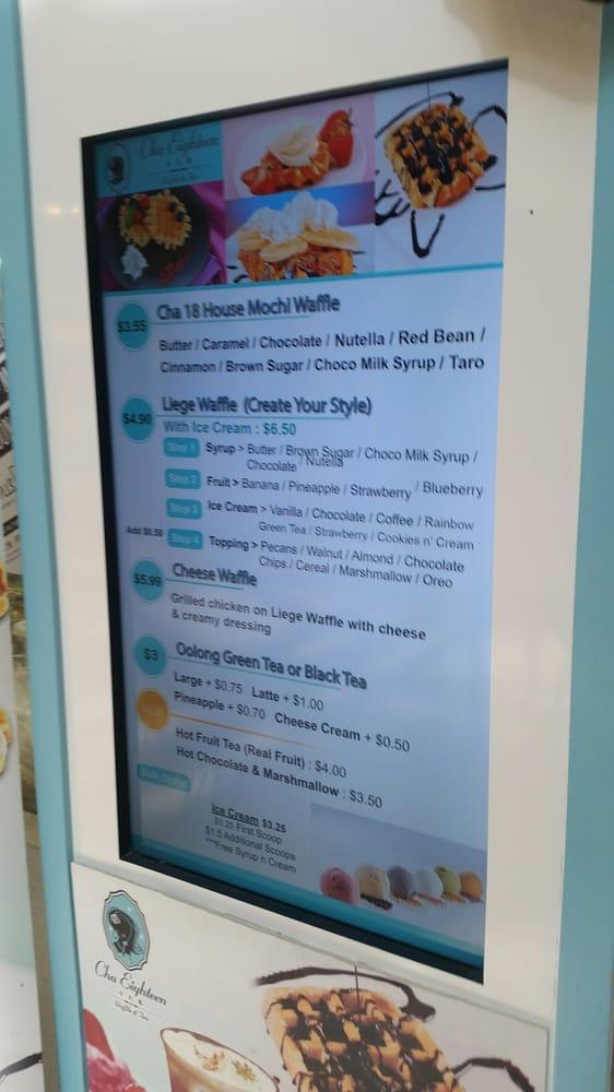 Menu at Cha Eighteen desserts, Arcadia, Ste 9015