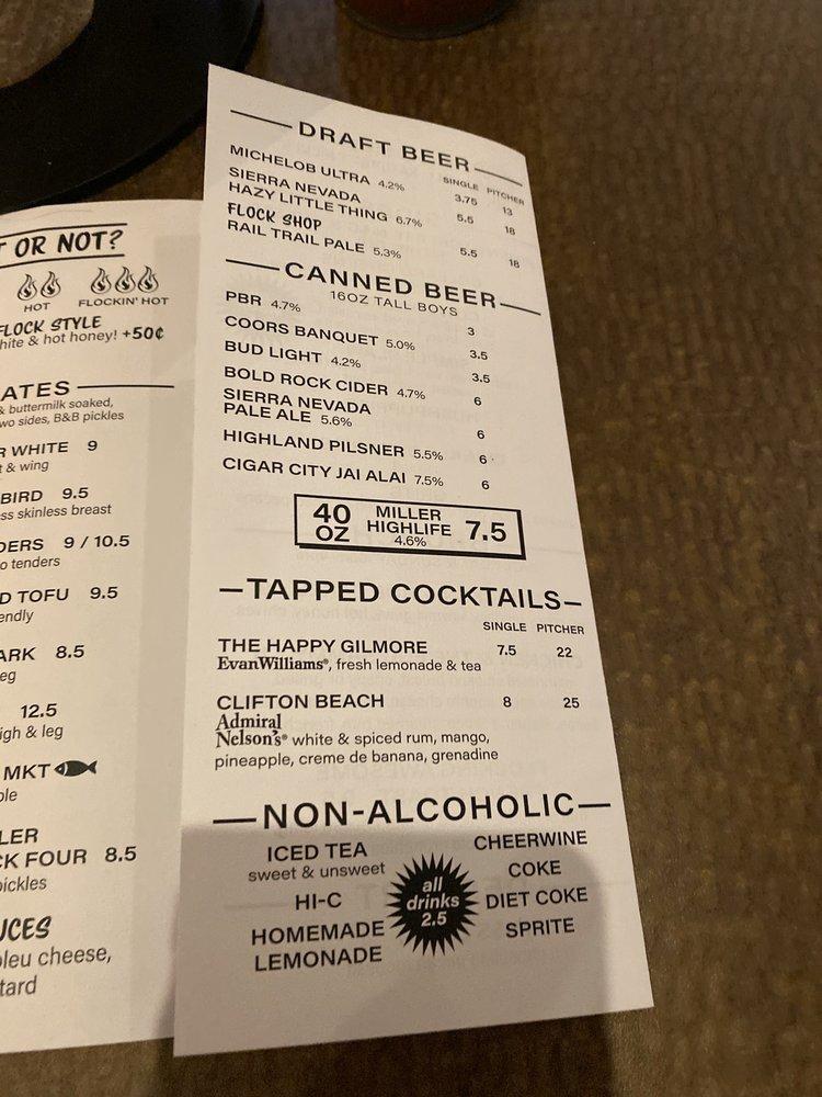 Menu at Flock Shop pub & bar, Spartanburg