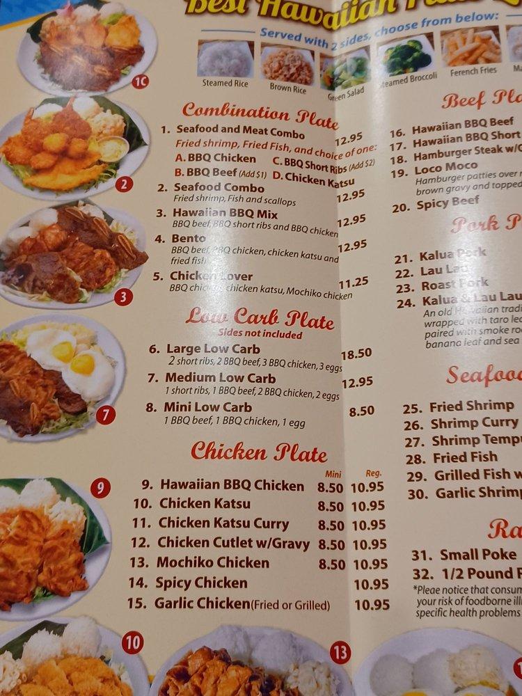 Menu at #1 Hawaiian BBQ, Kent