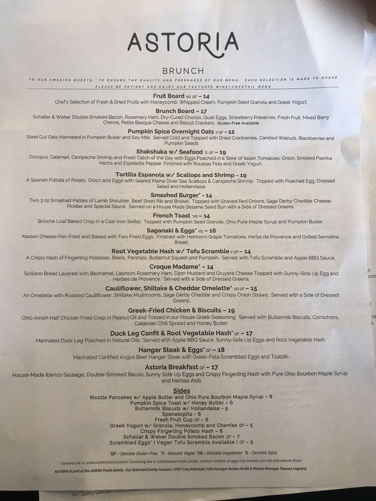 Menu at Astoria Cafe & Market, Cleveland